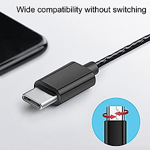 Washranp YT1 Wired Earbuds in-Ear Heavy Bass Metal Type-c Wire Control Music Earphones for Gaming Sport iOS Android Smartphone Black