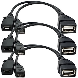 [3 Pack] USB Port Adapter, Micro OTG Cable and Power - Compatible with fireSticks, Streaming Media Devices, Rii and Logitech Keyboards, and Nintendo Switch, SNES, NES Classic