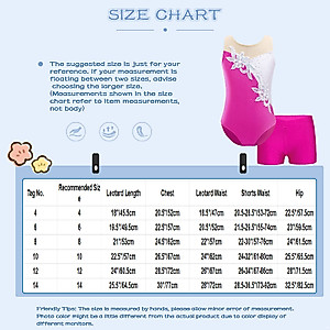 Linjinx Kids Girls Rhinestone Floral Gymnastics Dance 2 Piece Outfits Sleeveless Leotards with Athletic Shorts Sets Tracksuit Blue Green 6 Years