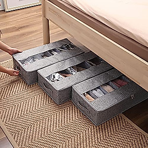 XINXA.XYZ Under Bed Storage Box Set of 2 Bedside Storage Box with Handle and Zipper for 12 Pairs of Shoes, Foldable Under-bed Multipurpose Storage Box (Grey)
