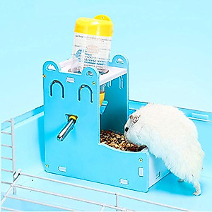 2 in 1 Hamster Hanging Water Bottle Small Animal Auto Dispenser with Base for Hamster Rat Gerbil Mouse Chinchillas Squirrel Guinea Pig Cage Toy