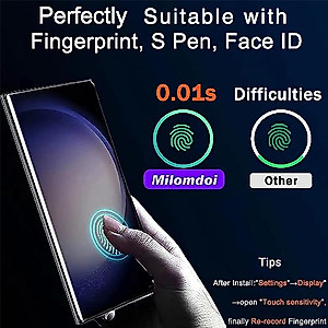 Milomdoi [3+3 Pack] UV for Samsung Galaxy S23 Ultra Screen Protector Tempered Glass Accessories 3 Pack screen protector samsung galaxy S23 Ultra 5G 3 Pack Camera Lens Protectors Case Fingerprint Fit