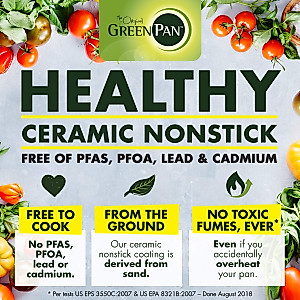 GreenPan Valencia Pro Hard Anodized Induction Safe Healthy Ceramic Nonstick, 8" and 10" Set, Gray & Mini Healthy Ceramic Nonstick, Round Egg Pan, 5", Gray