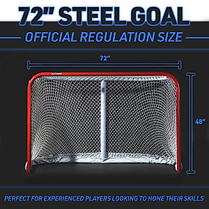 Franklin Sports Hockey Goal — NHL Steel Cage Ice-Hockey Goal — Street-Hockey Goal — Pro-Style Hockey Nets and Goal Set — 72 x 48 Inch