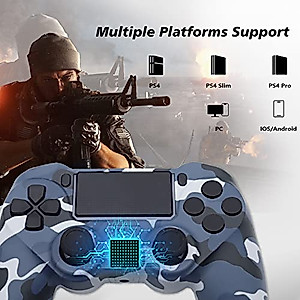 2 Pack Wireless Controller for PS4,YsoKK Wireless Remote Control Compatible with Playstation 4/Slim/Pro,with Double Shock/Audio/Six-axis Motion Sensor(Camouflage Blue+Camouflage Green)
