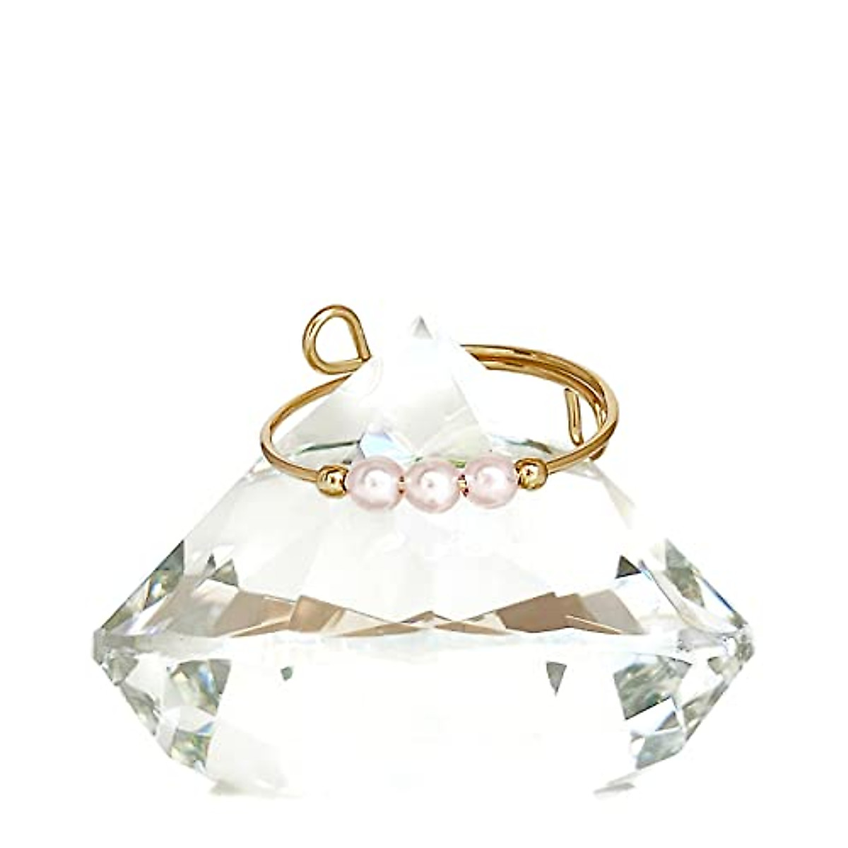 Pink Pearl Spinner Fidget Ring, Sterling Silver 14K Gold-Filled Open Wire Band, Helps Relieve Stress Anxiety Worry, Adjustable Ring, Jewelry Inspirations