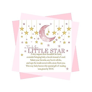 Twinkle Little Star Books for Baby Shower Cards, Invitation Inserts Girls Book Request, Bring Book Instead of Cards Poem, Cute Storybook-Theme Ideas, 25 Pack