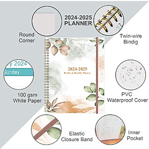 2024-2025 Planner - A4 Weekly & Monthly Planner to Achieve Goals & Increase Productivity, July 2024 - June 2025, 8.5" x 11", Rose Leaf