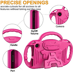All-New Fire 7 Tablet Case (12th Generation,2022 Release), Fire 7 Tablet Case for Kids, with Shoulder Strap, MENZO Shockproof Light Weight Kids Case for Amazon fire 7 Tablet 7” Display 2022, Rose