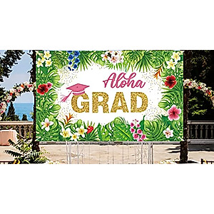 Tropical Aloha Graduation Party Backdrop 2023 | Aloha Graduation Banner 2023 | Summer Hawaiian Luau Congrats Grad Class of 2023 Photography Background Banner | College Graduation Party Decorations