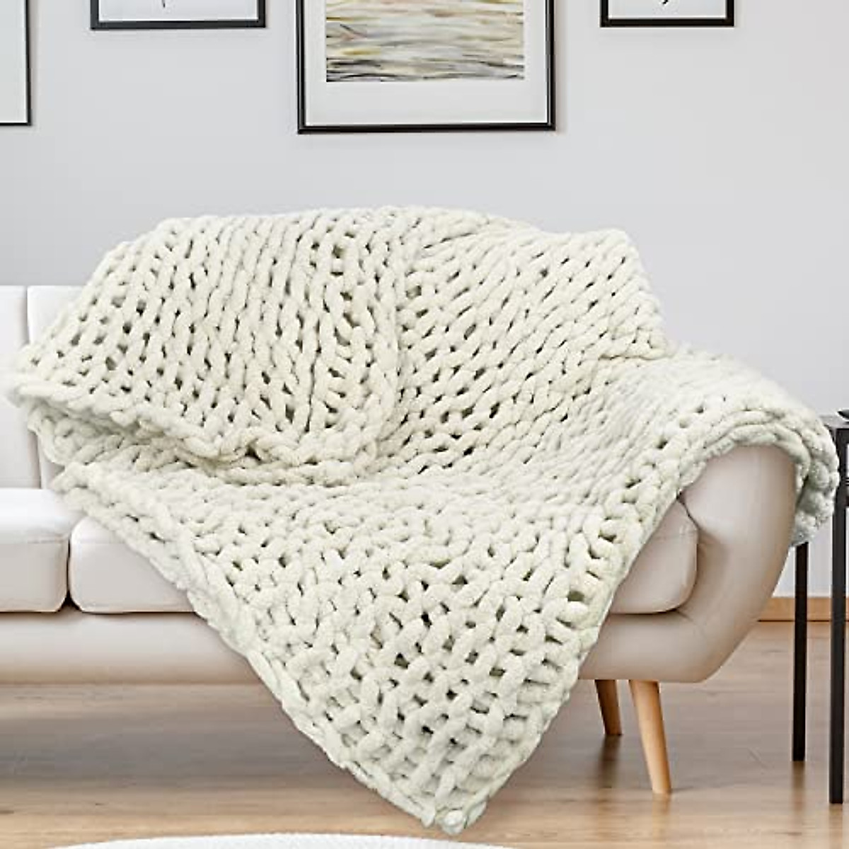 Catalonia Chunky Knit Blanket, Super Soft Plush Crochet Chenille Blanket, Knitted Yarn Blanket for Couch Bed Home Decor, Comfort Caring Gift, 50x60 inches
