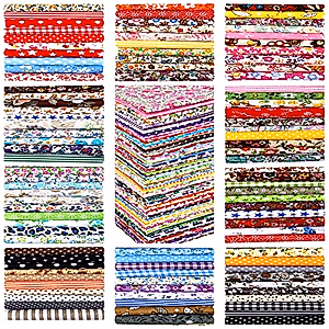 150 Pcs 4 x 4 (10 x 10 cm) Craft Fabric Bundle Squares Various Patterns DIY Sewing Quarters Bundle Precut Quilting Cotton Fabric Bundles Craft and Hobby Fabric for Patchwork Scrapbooking DIY Crafts