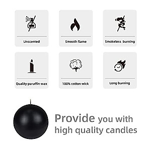 Zest Candle 2-Piece Ball Candles, 4-Inch, Black