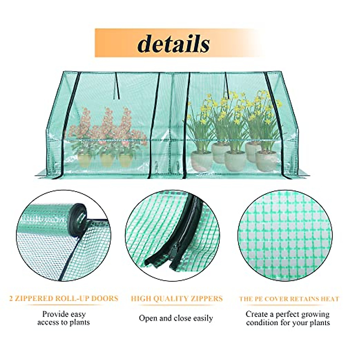 Funny Sunny Portable Mini Greenhouse, Outdoor Garden Greenhouse with Roll Up Door & Double Zipper, Waterproof & UV Protected Plastic Greenhouse for Indoor Outdoor Patio Backyard Nursery Vegetable