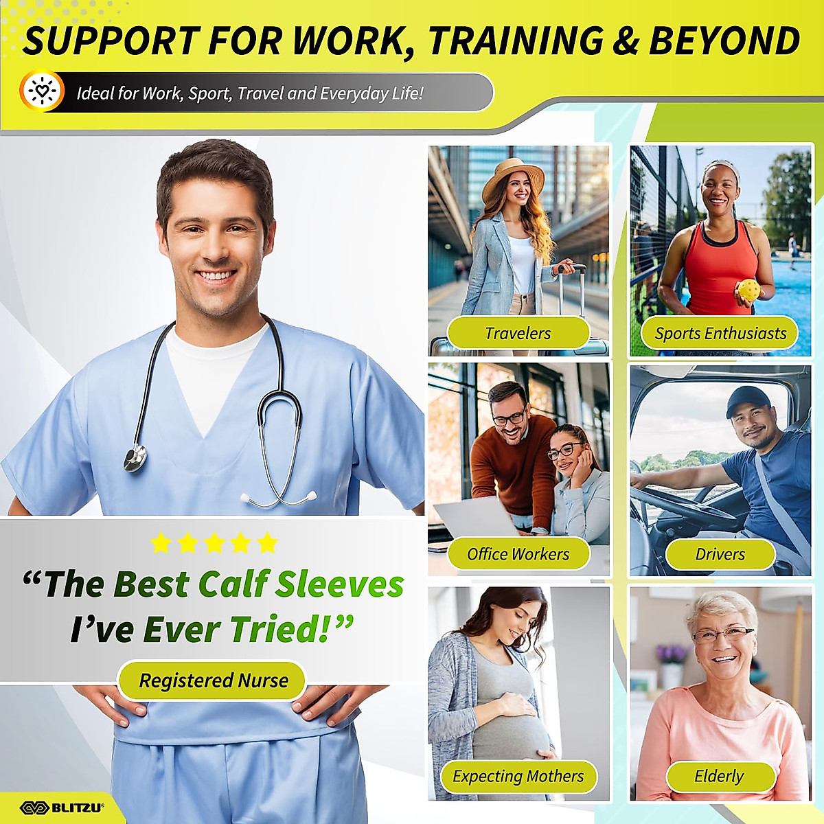 BLITZU Calf Compression Sleeve for Women and Men, Shin Splint Sleeves for Varicose Veins, Nursing, Pregnancy, Running, Footless Compression Socks Support for Calf Muscle Pain Relief Nude XXL