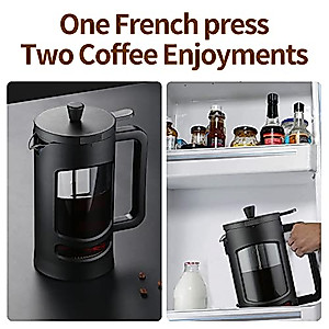 SIXAQUAE French press 34oz French Press Coffee Maker with 4 Filters Cold Brew Coffee Maker Heat Resistant Durable Borosilicate Glass 1000ml