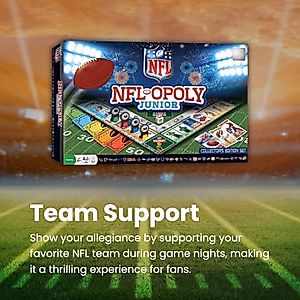 Masterpieces NFL-Opoly Junior Board Game - Collector's Edition Set for Ages 6+ - Officially Licensed NFL Opoly Jr Board Game