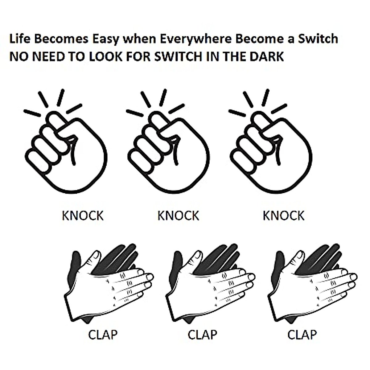 3 Claps Light Control Bulb for Bedroom Table Lamp Upgrade, Sound Activated ON/Off Solution, Clap Detection, Smart Home, As Seen On TV, Soft White, 8-Watt