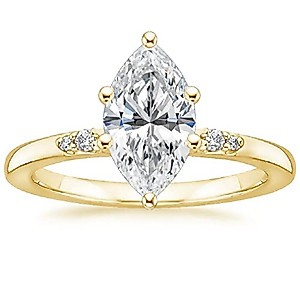 10K Solid Yellow Gold Handmade Engagement Ring 2 CT Marquise Cut Moissanite Diamond Solitaire Wedding/Bridal Ring Set for Women/Her Propose Ring (4)