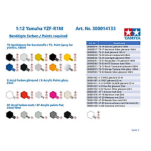 Tamiya 14133 1/12 Yamaha YZF-R1M Motorcycle Plastic Model Kit