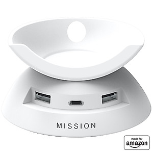 Echo Pop Bundle: Includes Echo Pop | Glacier White & Made For Amazon Stand with USB-C and USB-A charging ports | Glacier White