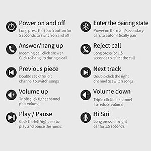 Wireless Earbuds Bluetooth 5.0 Anti-Slip - Upgrade Noise Cancelling Casual Sports Waterproof Deep Bass Auto Pairing Touch Control in-Ear Stereo Earphones for iOS & Android for Women Men (Black)