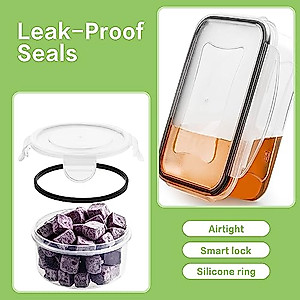 HOMBERKING 32 Pieces Food Storage Containers Set with Snap Lids (16 Lids + 16 Containers), Meal Prep Airtight Plastic Containers, BPA-Free Lunch Containers for Kitchen Organization, Pantry, Home, Black