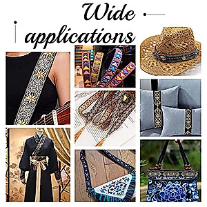 PH PandaHall 5 Yards Floral Embroidery Lace Trim, 1.6 inch Ethnic Jacquard Ribbon Flower Sewing Craft Edge Trim for Costume Bags Curtain Upholstery Home Decor, Saddle Brown