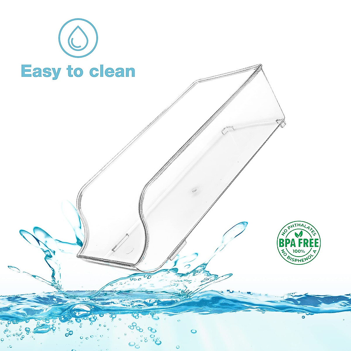 Puricon 4 Pack Clear Plastic Kitchen Organizer, Food Storage Bins and Soda Can Organizer for Refrigerator Fridge Pantry Freeze Cabinets Countertops, BPA Free Fridge Organizer