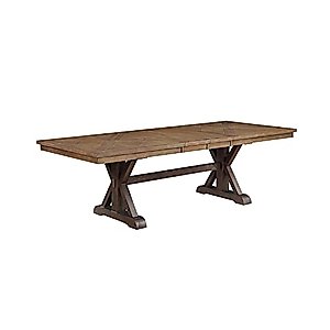 ACME Furniture Rectangular Dining Table, Rustic Brown and Oak