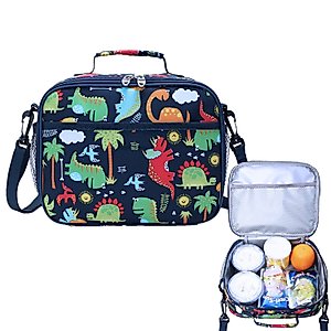 Lunch Bag for Kids, Thermal Lunch Box Kids Boys Girls, Dinosaur Lunch Box Cooler Bag Portable Lunch Organizer for School Picnic Work Hiking Beach