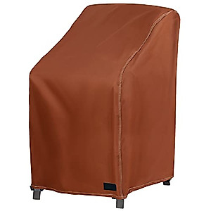 NettyPro Stackable Chair Covers Waterproof Outdoor Stack Chairs Cover Patio Furniture Stacking Chair Covers, Fits for 4-6 Stackable Dining High Back Chairs, 26 W x 35 D x 45 H inch, Brown