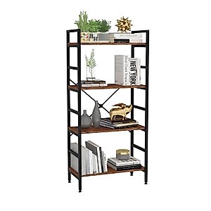 Mellingcasa 4 Tier Wood Shelving Unit,Adjustable Bookshelves Organizer,Office Shelves Small Book Shelf,Display Rack Shelves for Living Room,Bedroom and Office(4 Tier Bookshelf)