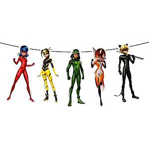 Miraculous Ladybug Banner for Birthday Decorations. Cartoon Miraculous Ladybug Friends Wall Decor for Theme Party.