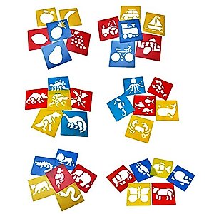 Lependor 36 Pieces Plastic Drawing Painting Stencil Templates for Kids Crafts - Washable Template for School Projects - Random Colors