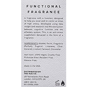 The Nue Co. FUNCTIONAL FRAGRANCE Calming & Soothing, Eases Stress, Fragrance, Green Cardamom, Iris, Palo Santo & Cilantro, Vegan, 50 mL / 1.69 fl oz