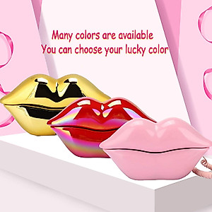 CHENJIEUS Lip Telephone, Advanced Home Telephone, Interesting Mouth Lip-Shaped Telephone, Electroplating Wire Phone Home Decoration, for Families House Phone (Electroplating Rose red)
