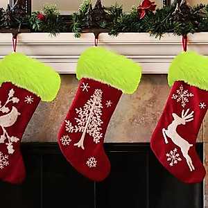 Christmas Faux Fur Ribbon Trim Winter Xmas Tree Winding Garland Artificial Furry Stripe Accessory Holiday Faux Fur Fabric Roll Garland for Xmas Party Sewing Costume Trimming (Green, 2 Inch x 40 Ft)