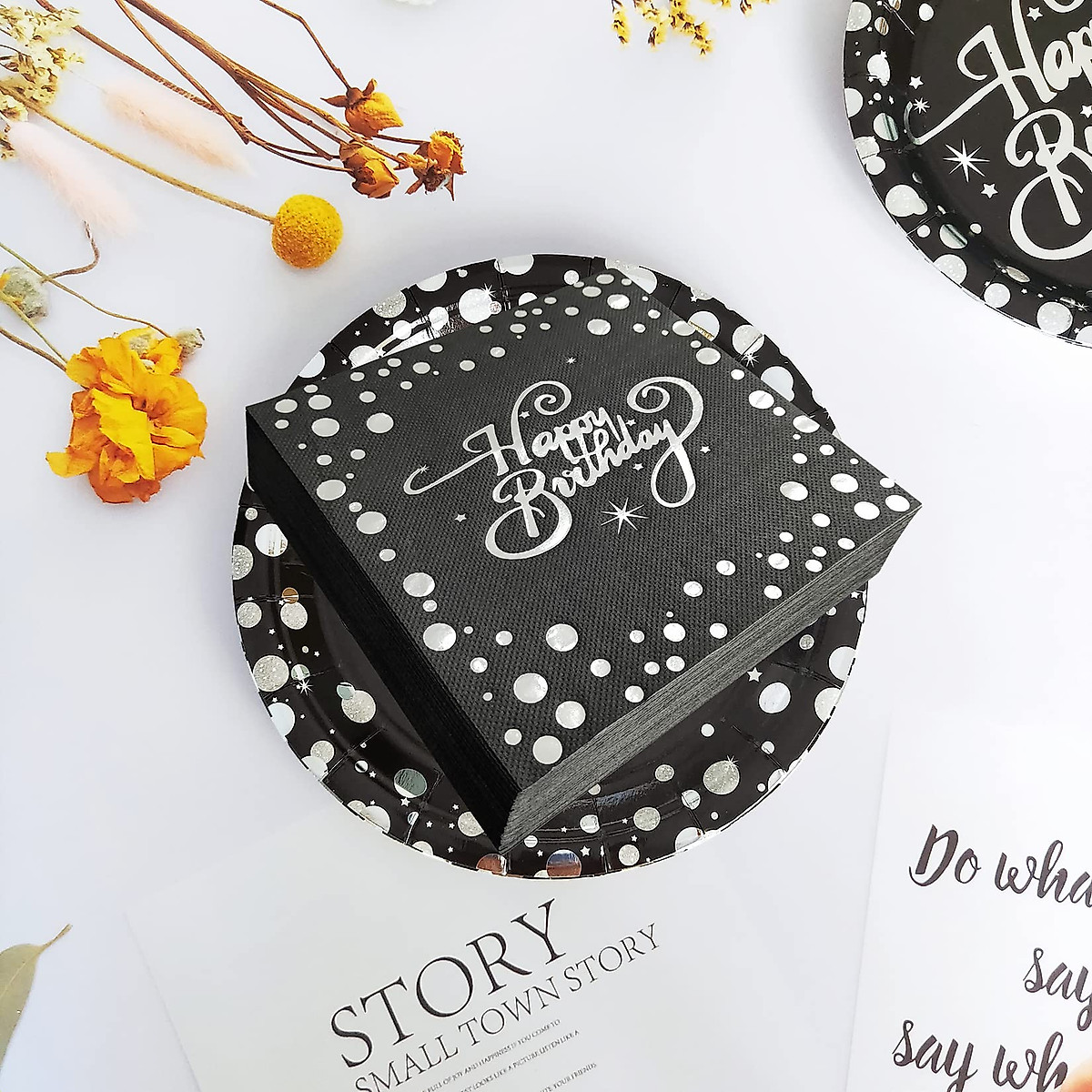 Happy Birthday Plates and Napkins Party Supplies Set for 20 Guests,Birthday Tableware Set for Happy Birthday Table Decorations Supplies Party Dessert Plates Party Napkins