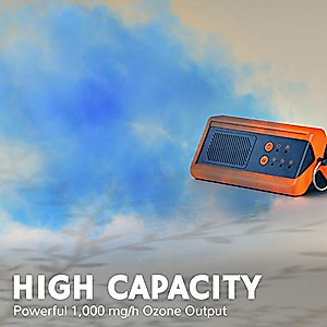 Airthereal PA1K-GO 1,000mg/h Portable Ozone Generator - Cordless Battery Powered Odor Eliminator for Car, Hotel Rooms, Offices, Bathrooms, and Small Spaces (Blue)