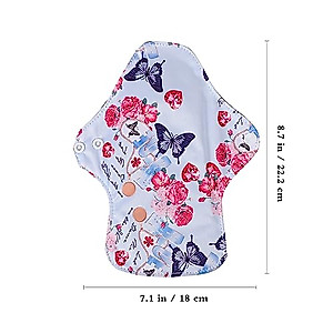 Healifty 7Pcs Reusable Menstrual Pads, Washable Bamboo Charcoal Cloth Pads with Wet Bag, Reusable Panty Liners, Reusable SanitaryPads for Women