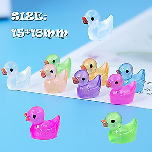 AWAWEELON 100 Pcs Luminous Tiny Ducks Mini Resin Ducks Miniature Duck Figures Micro Dollhouse Duck Accessories for DIY Micro Landscape Fairy Garden Dollhouse