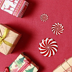 Yosoo 12Pcs Floor Wall Candy Stickers, Round Red Peppermint Floor Wall Christmas Stickers, Self-Adhesive Removable Candy Decals for Festival Christmas Valentine's Day Party Decoration Supplies
