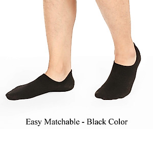 Mottee&Zconia No Show Socks Men Low Cut Ankle Short Socks for Men Black Casual Anti-slid Socks with Non Slip Grip for Men Size8-11