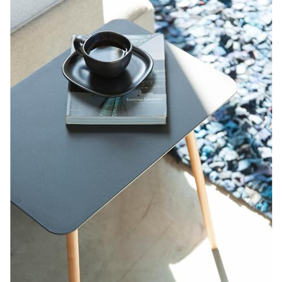 YAMAZAKI home Plain Rectangular Side Table Black,