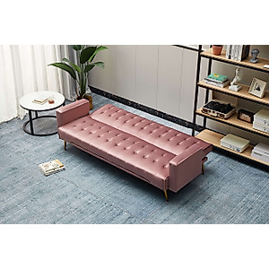 75" Futon Sofa Bed,Sleep Sofa,Modern Folding Futon Set,Velvet Convertible Recliner Lounge for RV,Small Apartment,Living Room,500 lbs Capacity