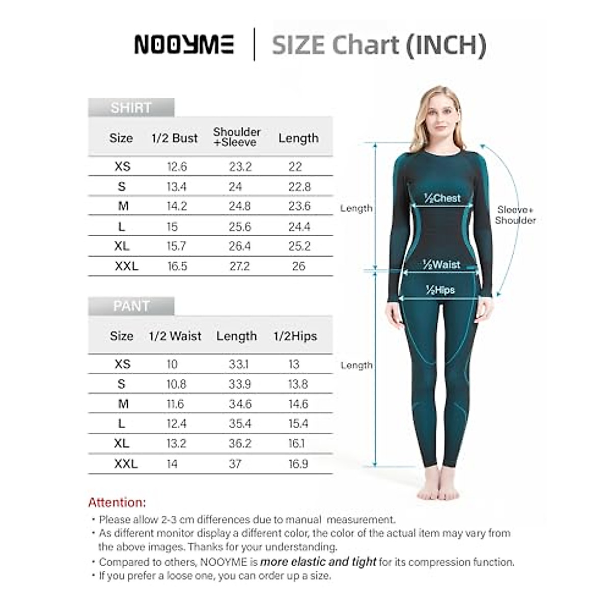 NOOYME Thermal Underwear for Women Base Layer Women Cold Weather,Long Johns for Women Classic Blue