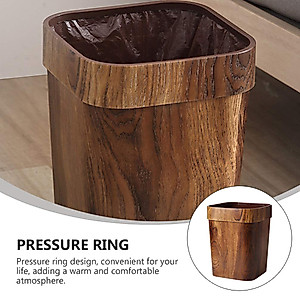 SEWACC Garbage Cans Wood Trash Can Wastebasket Small Rustic Rectangular Garbage Container Bin for Bathroom Bedroom Kitchen Home Office Garbage Containers Plastic Bins