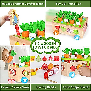 JUZBOT Montessori Toys Wooden Educational Learning Toys for 1 2 3 4 Year Old, Toddler Boy Girl Toy Gift Wood Preschool Fine Motor Skills Learning Games