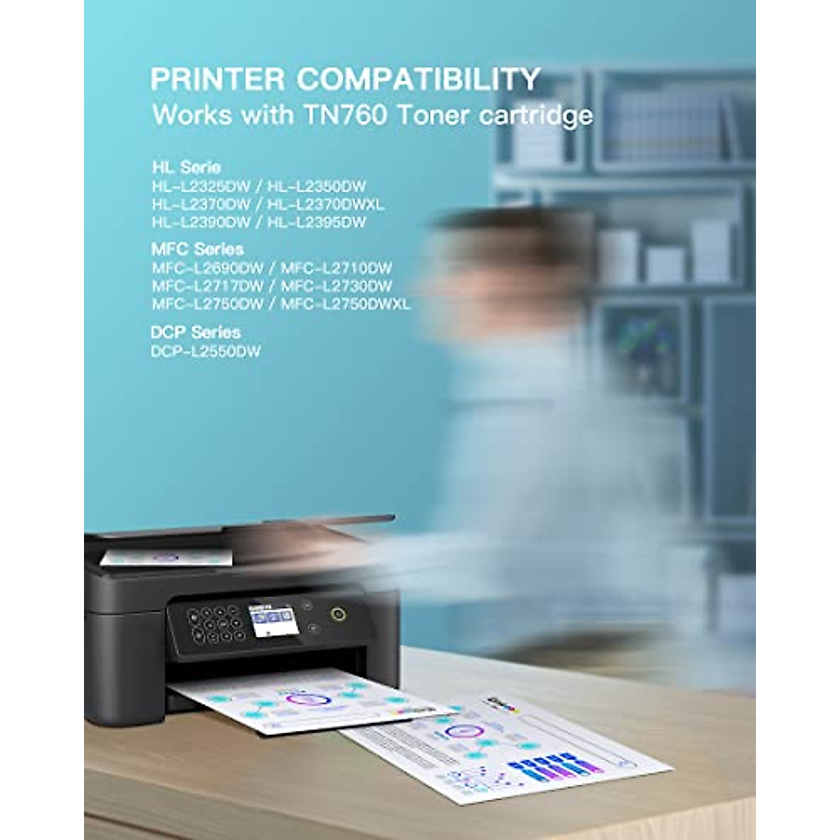 E-Z Ink Pro Compatible Toner Cartridge Replacement for Brother TN760 TN-760 TN730 to Use with HL-L2350DW HL-L2395DW HL-L2390DW HL-L2370DW MFC-L2750DW MFC-L2710DW DCP-L2550DW (Black,4 Pack)